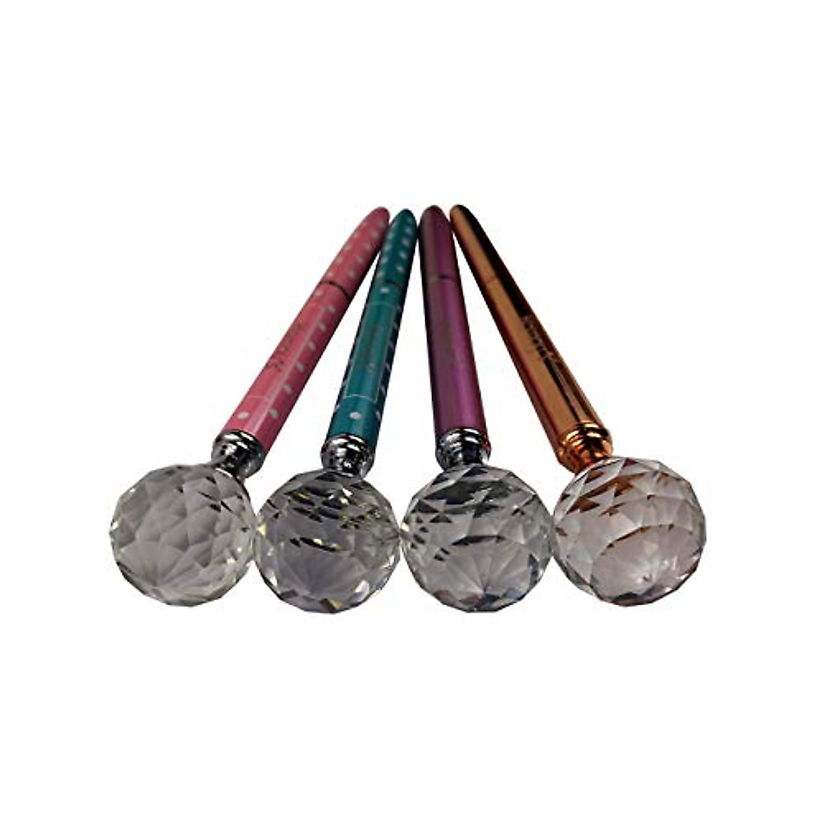 4PCS Crystal Ball Diamond Pen Metal Ballpoint Pen with Big Crystal Diamond Funky Design Queen's Scepter Crown Style Office Supplies 1.0mm Black Ink with Gift Box by Kamay's (Rose+Rose Gold+Pink+Blue)