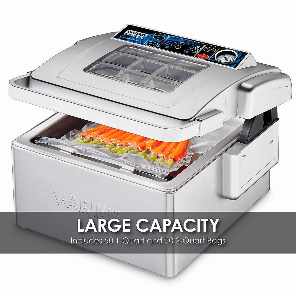 Waring Commercial WCV300 Vacuum Sealer, Silver 2 Gallon Bag Capacity