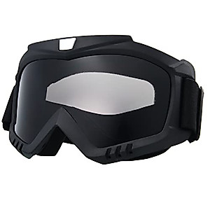 Skull Motorcycle Goggles with Removable Face Mask，Anti-UV Adjustable MX Riding Offroad Cycling Motorbike Protective Glasses Dirt Bike ATV Motocross Eyewear Racing Combat Tactical Military Goggles