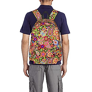 FeHuew 17 Inch Backpack Colorful Seamless Paisley Laptop Backpack School Bookbag Shoulder Bag Casual Daypack