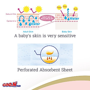 GOO.N Plus+ Diapers L Size (up to 31 lb) Unisex 54 Count Japanese Tape Straps Sensitive Skin, Made in Japan