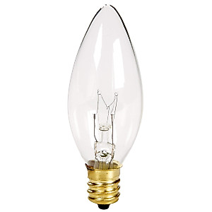Holiday Joy - Crystal Clear Torpedo Tip Candelabra Replacement Bulbs - Great for Electric Window Candle Lamps - 7W - 120 Volts - E12 (12 Pack)
