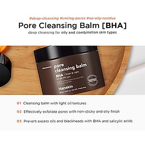 Hanskin BHA Pore Cleansing Balm, Gentle Blackhead Cleanser and Makeup Remover for Combination and Oily Skin [BHA/2.82 oz]