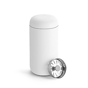 Fellow 12 oz Carter Move Travel Mug - Vacuum-Insulated Stainless Steel Travel Coffee Mug - Coffee Tumbler with Ceramic Interior and Splash Guard - Matte White