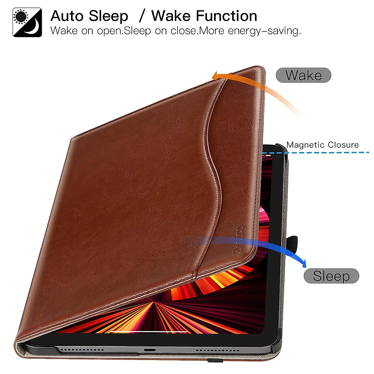 ZtotopCases for iPad Pro 11 Inch 4th/3rd/2nd Generation Case 2022/2021/2020, Premium PU Leather Smart Folio Cover with Auto Wake/Sleep, Hand Strap for iPad Pro 11'' 4th/3rd/2nd Gen,Brown