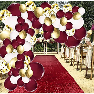 Graduation Party Decorations Maroon Gold 2024/Burgundy Gold Graduation Decorations/Maroon Gold Balloons/131pcs Maroon Birthday Party Decorations Women Fall Bridal Shower Decorations/Maroon Wedding