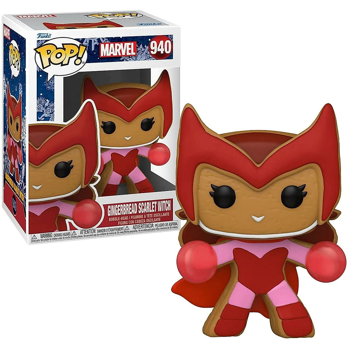 POP Marvel: Holiday - Gingerbread Scarlet Witch Funko Pop! Vinyl Figure (Bundled with Compatible Pop Box Protector Case), Multicolored, 3.75 inches