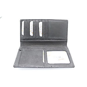 EastMeetsWest Western Black Star Concho Genuine Leather Ostrich Embossed Bi-Fold Men's Rodeo Long Wallet