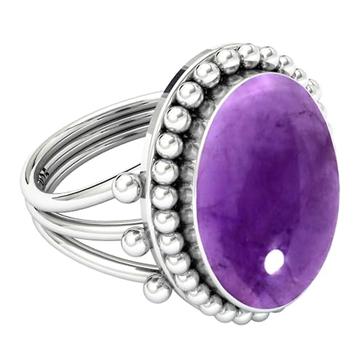 JEWELOPORIUM 925 Sterling Silver Ring for Women Purple Real Amethyst Gemstone Fashion Silver Ring Size 8.5 Christmas - Gift Boho Jewelry