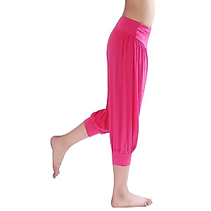 LKXHarleya Women Modal Harem Yoga Pants Loose Casual Fold Over Pilates Capri Pants Yoga Pants