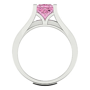 Clara Pucci 3.4ct Princess Cut Solitaire Pink Simulated Diamond Engagement Promise Anniversary Bridal Ring Band set 14k White Gold 7.5