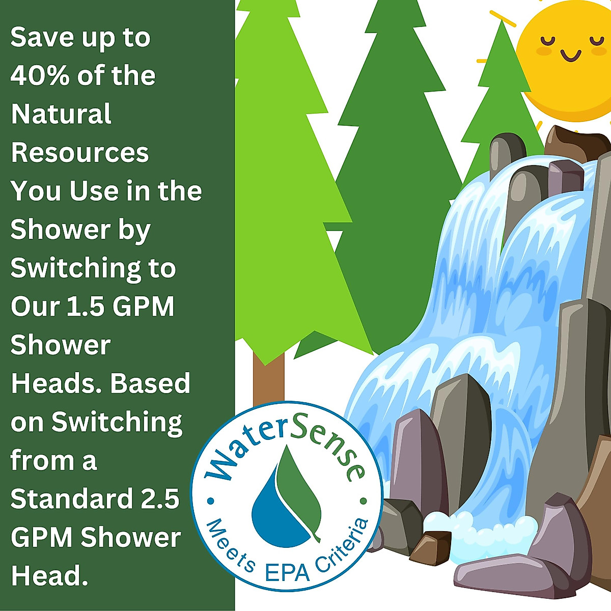 High Sierra Showerheads® - Solid Metal 1.5 GPM High-Efficiency, Low-Flow Shower Head with Pressure Control Valve that Shuts It Off to Just a Trickle - Chrome