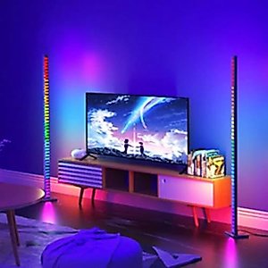 Premium RGB Floor Lamp, Dimmable Mood lighting,16 Billion Color Standing Floor Lamps, Music Sync with 58 Scene, Fancy Modern Home Decor Light for Gaming Room Living Room Bedroom Party(48" Black)