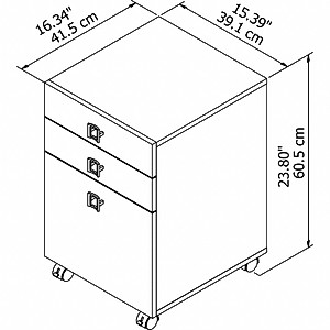 Office by kathy ireland KI60201-03 Echo 3-Drawer Mobile File Cabinet, Letter, Gray Sand, 16-Inch