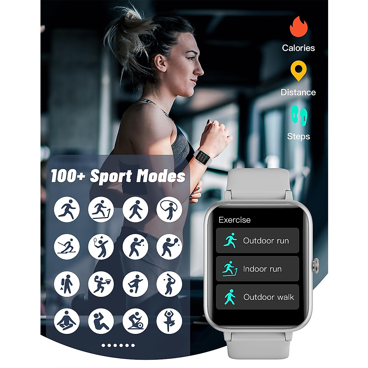 GRV Smart Watch for iOS and Android Phones (Answer/Make Calls), Watches for Men Women IP68 Waterproof Smartwatch Fitness Tracker Watch with Heart Rate/Sleep Monitor Steps Calories Counter (Gray)