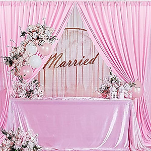 10 ft x 10 ft Wrinkle Free Pink Backdrop Curtain Panels, Polyester Photography Backdrop Drapes, Wedding Party Home Decoration Supplies