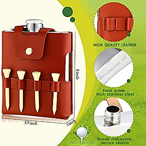 Golf Flask Gift Set 7 oz Stainless Steel Golf Flask with Leather Case Golf Accessories for Men and Women Includes Drinking Flasks Divot Tool Ball Marker and 4 Golfer Tees