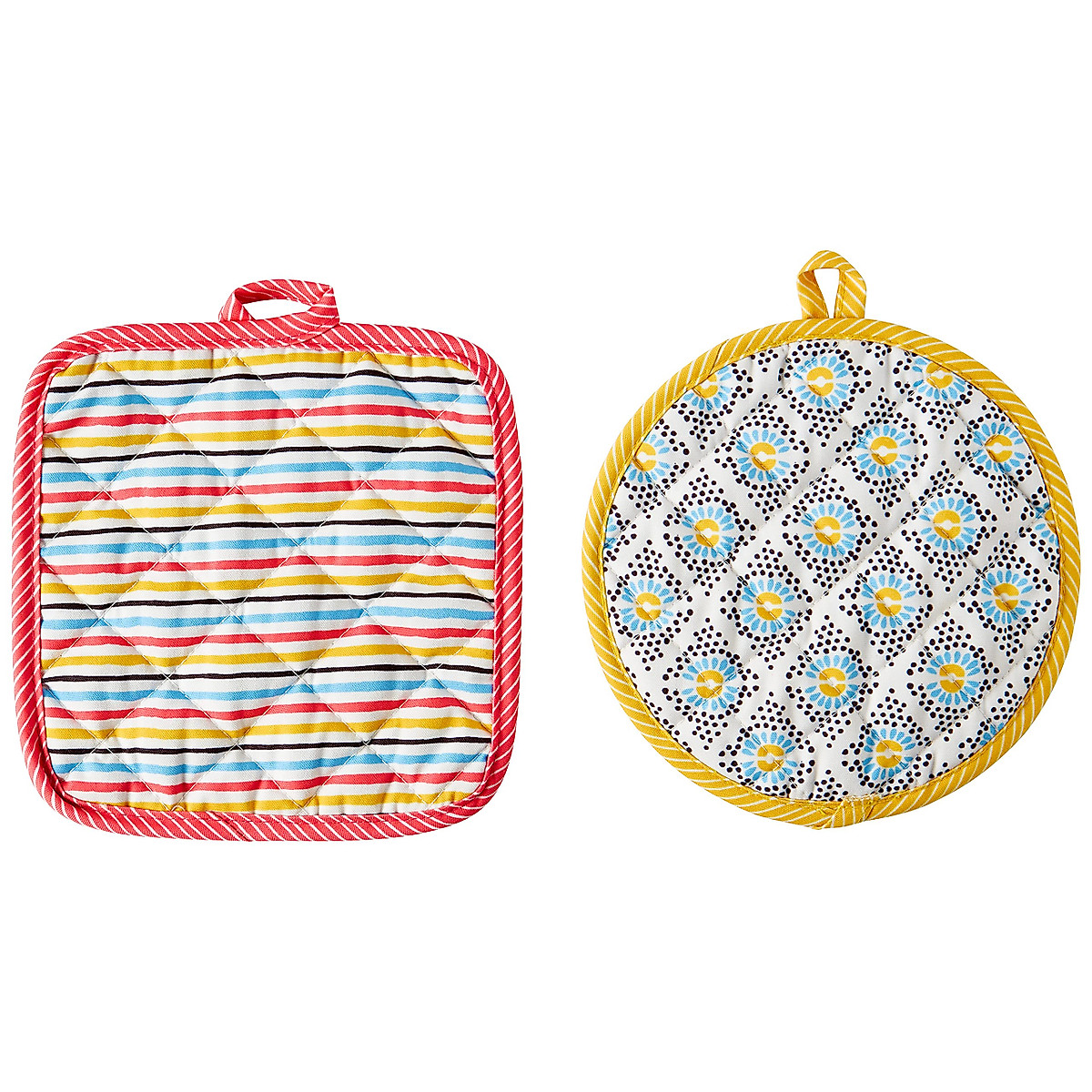 C.R. Gibson Bloom Polyester Potholder Set for Kitchens, 7.75" W x 8" L and 8" W x 8.15" L, Multicolor