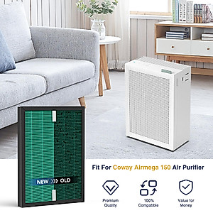 Filter Replacement Sets for Coway Airmega 150 Air Purifier, 2 Green True HEPA and 8 Active Carbon Filter, AP-1019C-FP
