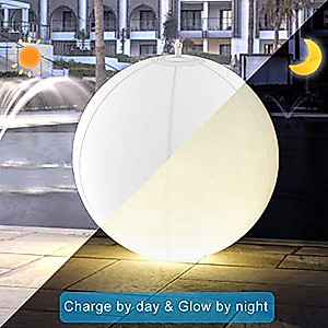 Rukars Floating Ball Pool Light Solar Powered 4 PCS, 14 Inch Inflatable Hangable IP68 Waterproof Rechargeable Color Changing Led Glow Globe Pool