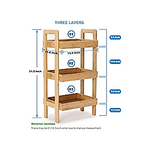 PELYN 3-Tier Storage Shelves, Bamboo Shelving Unit Storage Racks for Livingroom, Bathroom, Kitchen, Office, Garage