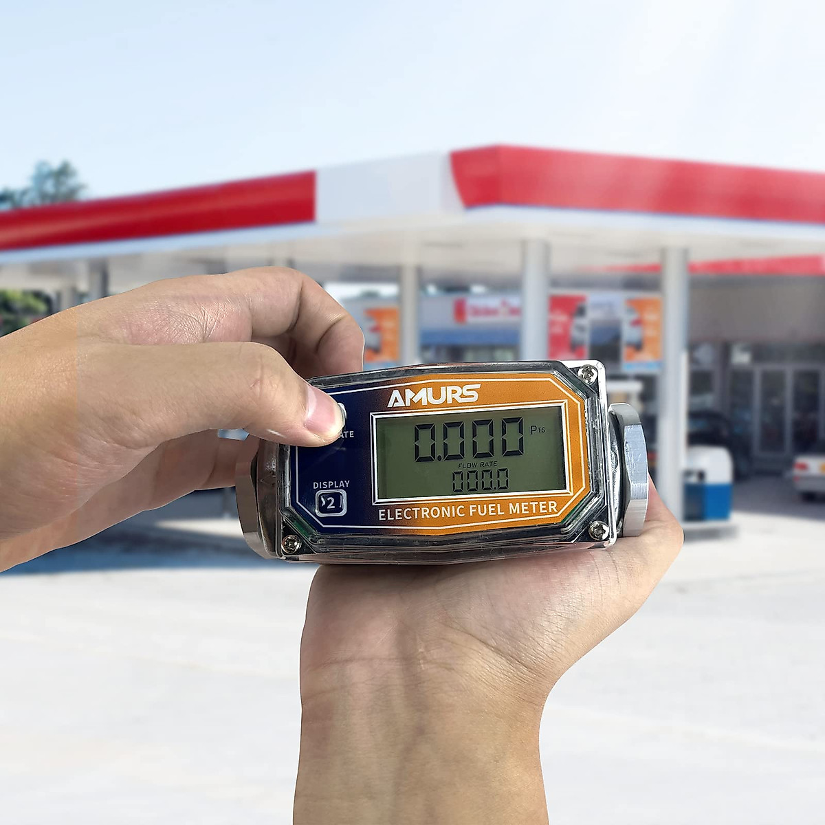 3/4 inch Turbine Flow Meter LCD Digital Display Flowmeter with NPT Counter Detachable Adaptor Flowmeters for Measuring Diesel Kerosene Gasoline Flows