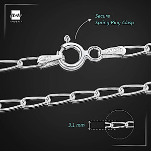 Amberta Women's 925 Sterling Silver Link Chain Bracelet for Charms (Adjustable): Silver