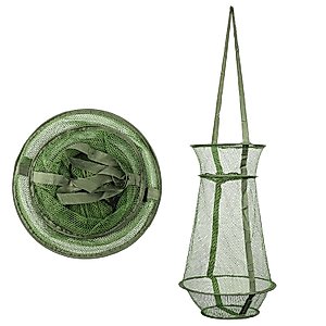 mouhike Collapsible Fish Basket Mesh Fish Trap Portable Fish Cage Foldable Fishing Keep Net for Keeping Fish Alive, Bait Storage Crayfish Crab Minnows Shrimps Lobsters