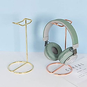NUOBESTY 1pc Gold Organizer Frame Stable Portable Stand Useful Storage Office Hanger Supporting Base Rose Headphones Universal Rack Anti- Non- Orgnizer Golden Headphone Earphone Holder