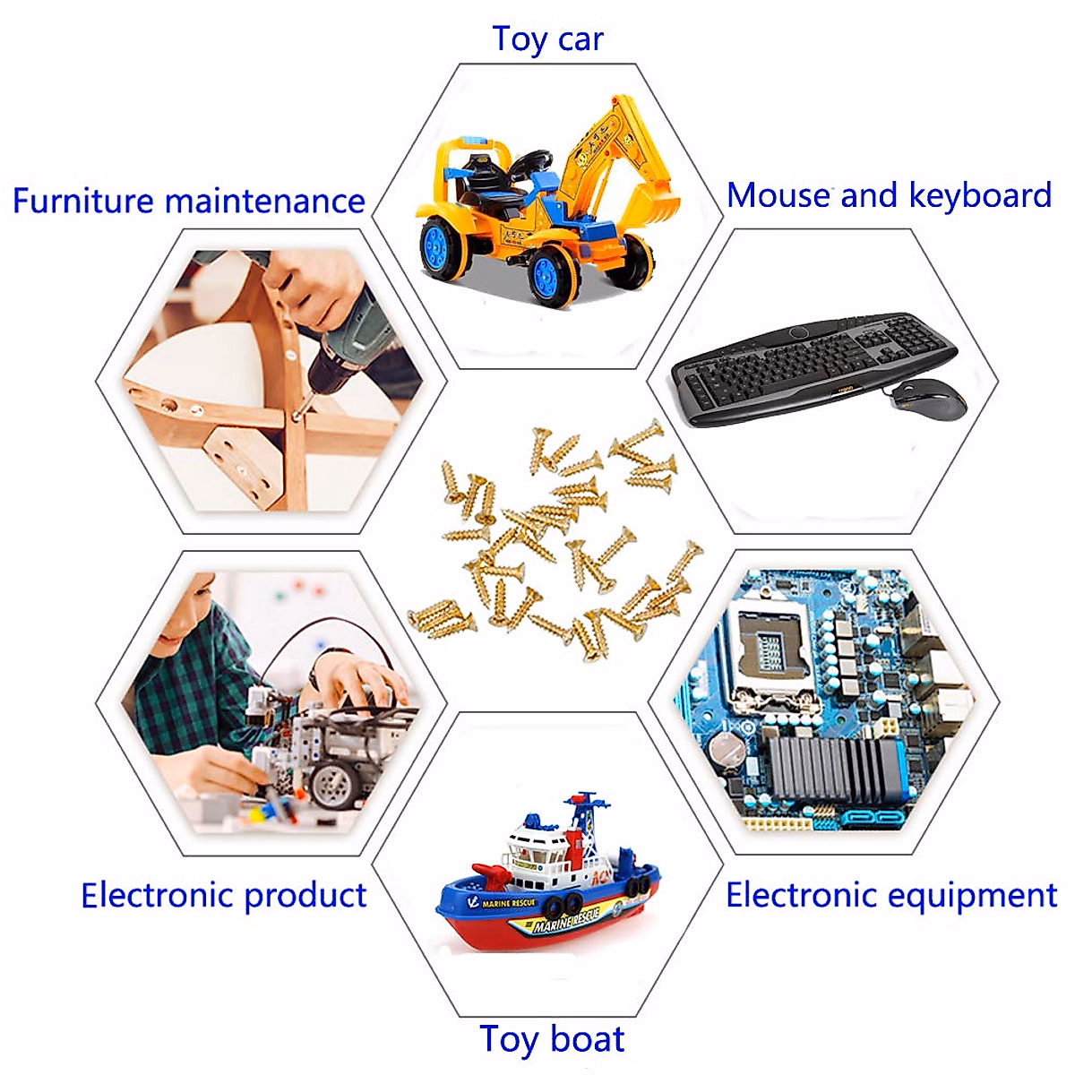 newlng 1200pcs Small Screws Phillips Flat Head Cross Self Tapping Tiny Screw Cabinet Electronic Accessories Screw Multifunctional DIY Micro Woodworking Mini Screw Set Gold