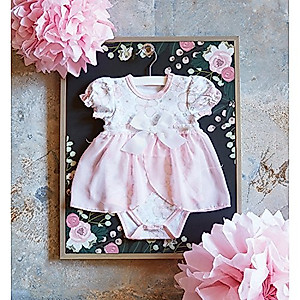 Stephan Baby Playful Posies Pink and Gray Floral Snap Dress Style Diaper Cover, 3-6 Months