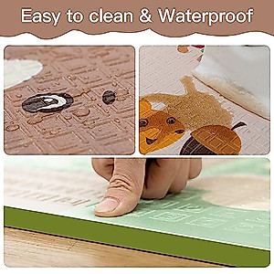 GZZ Foldable Baby Play Mat,Reversible, Waterproof, Anti-Slip Floor Playing Mats for Infants, Babies, Toddlers Indoor/Outdoor (Cute Bear Tall Foot+Animal Music Festival, 79"*71"*0.4")