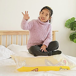 Vacuum Storage Bags 5 Pack Space Saver Sealer Compression Bags with Travel Hand Pump for Blankets, Comforters, Pillows, Clothes Storage