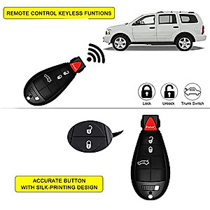 4 Button Keyless Entry Remote Key fob Compatible for 2008-2010 Chrysler 300, 2008-2012 Dodge Charger Journey Durango, 2008-2014 Grand Caravan, Challenger M3N5WY783X IYZ-C01C 433MHz