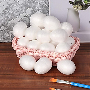 BESTOYARD 20pcs Easter Foam Eggs Styrofoam Polystyrene Egg Shapes Easter Egg Decorations Ornaments DIY Crafts 6cm White
