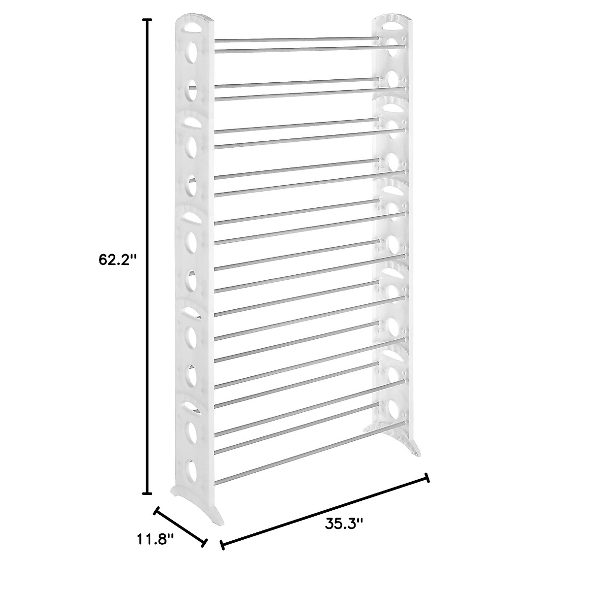 Whitmor Floor 50 Pair Shoe Tower 10 Tier White