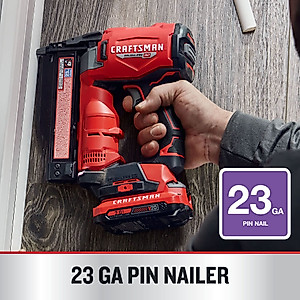 CRAFTSMAN V20 RP Pin Nailer, Nail Gun, 23GA, For 5/8-1-3/8 inch Pin Nails, Bare Tool Only (CMCN623B)