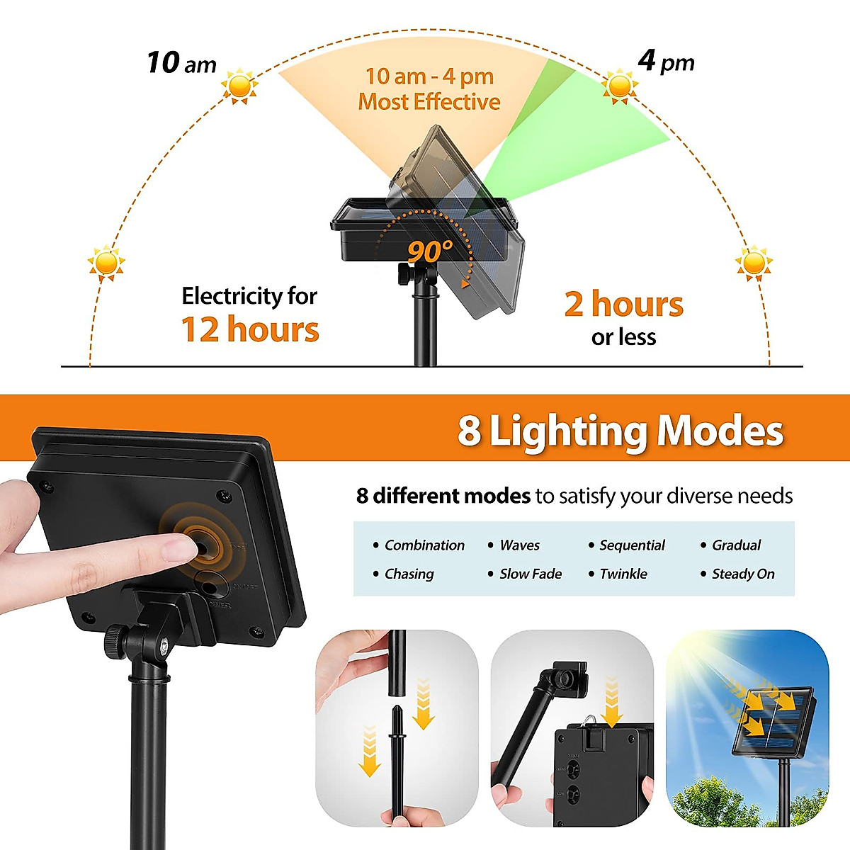 KPafory Solar String Lights Outdoor,2 Pack Waterproof Solar Fairy Lights 72FT 200LED 8 Modes Copper Wire Lights for Patio Yard Trees Christmas Wedding Banquet Garden Decorations,Warm White