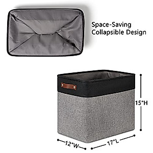 DULLEMELO Collapsible Bundle Baskets 2 Large Baskets 17"x12"x15" + 2 Narrow Baskets 15"x6"x5.5"（Black&Grey)