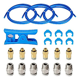 PTFE Bowden Tube (1M) 1PCS+ 6pcs KJH04-M6 Fittings + 6pcs JP4-01 Pneumatic Fittings with PTFE Tube Cutter for 3D Printer 1.75mm Filament