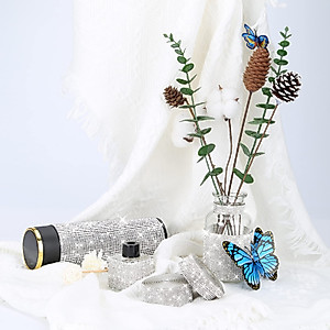 3 Rolls 6.6 Yards Self-Adhesive Crystal Rhinestone Diamond Ribbon - DIY Diamond Ribbon Stickers with 2 mm Rhinestones for Arts Crafts ,Bling Silver Ribbon Rolls for Phone,Car Decoration(Silver)