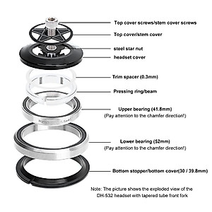 VGEBY Bike Bearing Headset, 41.8/42‑52mm Tapered Tube Headset Aluminum Alloy for Mountain Road Bike Tapered Headset