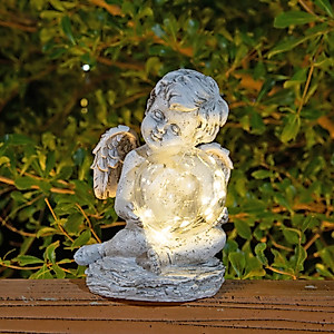 JIAJIAMEI Garden Angel Statues Outdoor Decor Solar Ball Lights Decorations for Yard Porch Lawn Pool Patio Backyard Path Fence Home Gardening Gifts