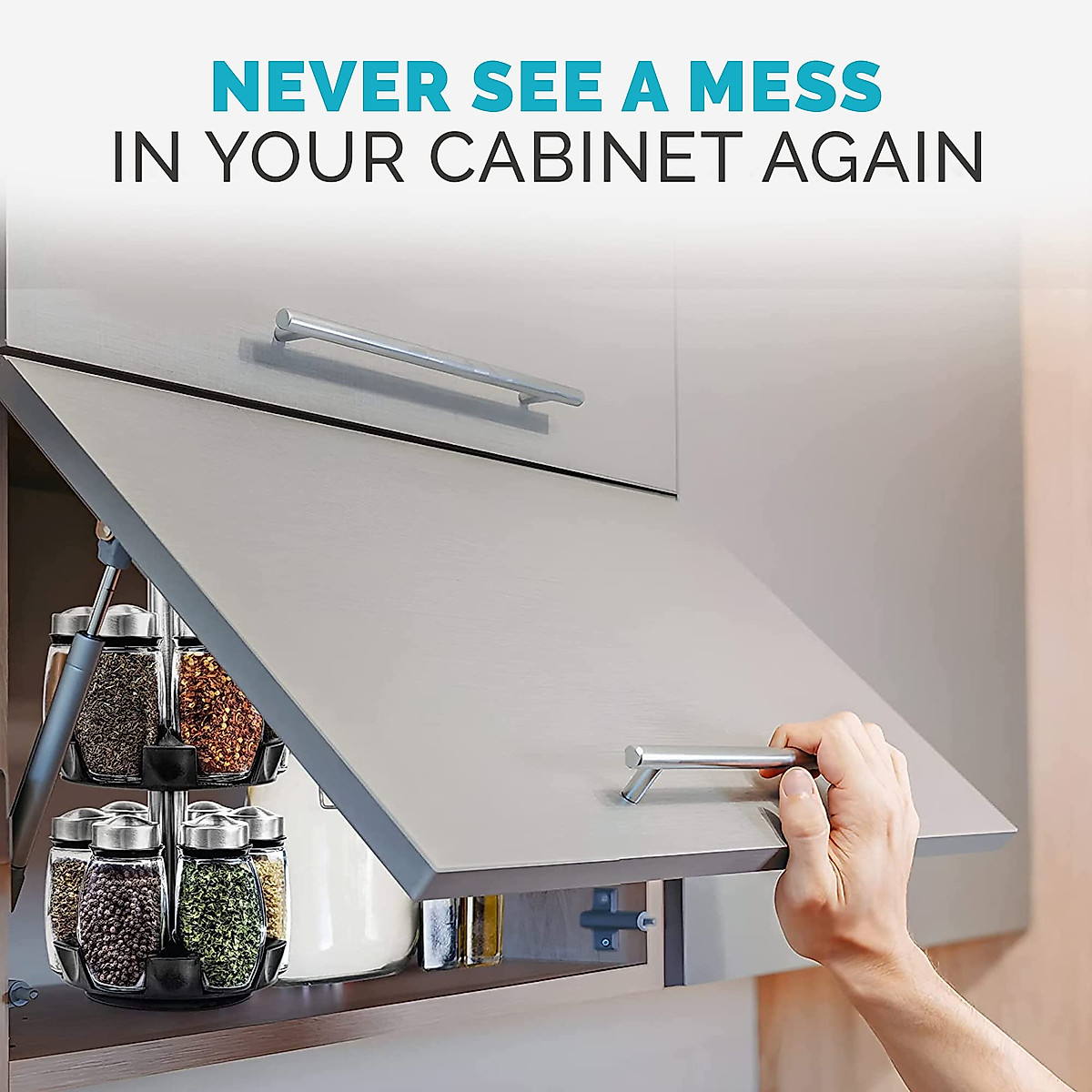 Spice Organizer - Spice Rack Organizer for Cabinet, Seasoning Organizer includes 12 Empty Jars + Labels. Rotating Spice Rack - Compact Herb and Spices Organizer to Fit Cabinets or Countertops