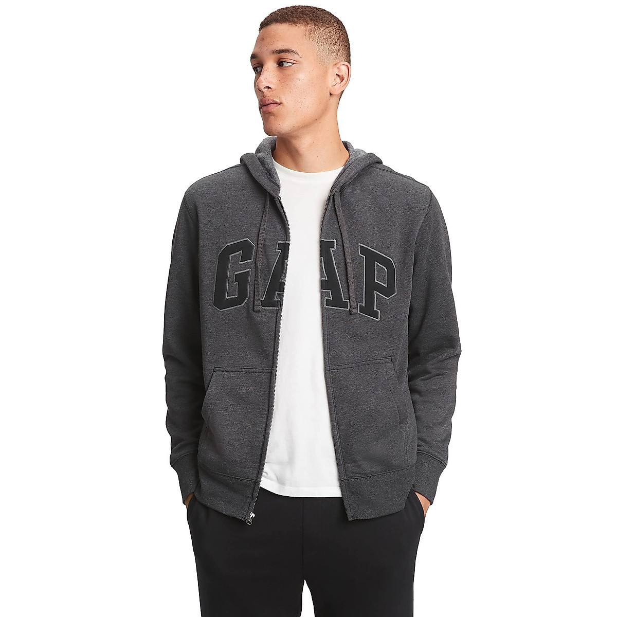 GAP mens Logo Hoodie Zip Sweatshirt, New Charcoal Grey, XX-Large US