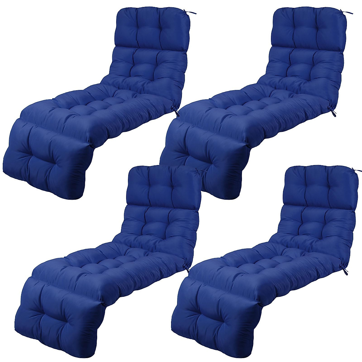 DoubleFill 4 Pcs Indoor/Outdoor Chaise Lounge Tufted Bench Cushions, 72"x22" Outdoor Bench Cushion for Wicker Loveseat Porch Swing Cushions, Patio Chair Furniture Replacement Cushion (Navy Blue)