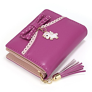 UTO Wallet for Girls Cute Unicorn Bowknot Women Coin Purse Card Bill Holder Organizer