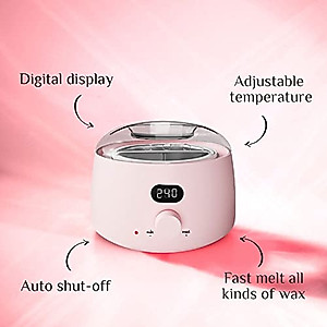 Waxing Kit, Digital Wax Warmer Kit for Coarse Hair Removal, Home Wax Kit with 4 Bags Brazilian Formulas Hard Wax Beads for Bikini Brazilian Legs Armpit Face Full Body Women Men Waxing
