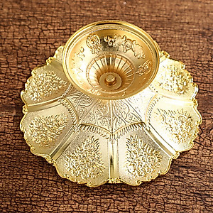 UPKOCH Buddhist Fruit Tray Offering Plate Footed Fruit Bowl Decorative Centerpiece Pedestals Bowl for Home Restaurant Party Fruit Candy Golden