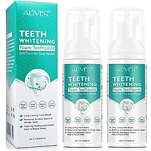 2 Pcs Foam Toothpaste, Ultra-fine Mousse Foam Deeply Cleaning Gums, Whitens Teeth & Deeply Gums Care & Easy to Use, 360ºCare for Oral Health, 60ml*2 (Mint, 2pcs)